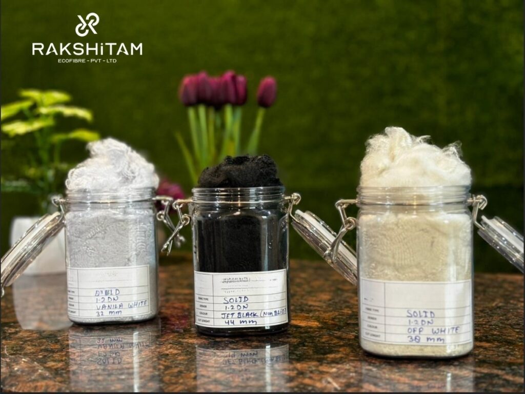 Recycled Polyester Staple Fibre | PET Flakes | Rakshitam Ecofibre